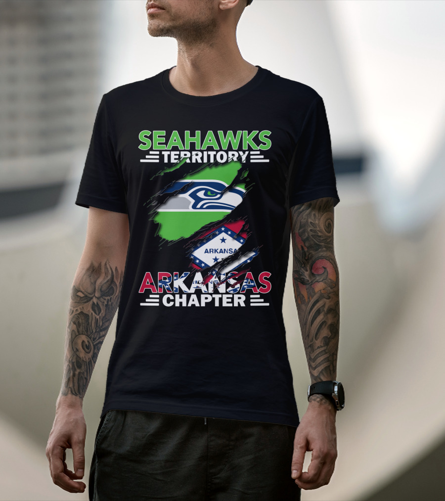 Seahawks Territory Arkansas Chapter Logo With State Flag T-Shirt
