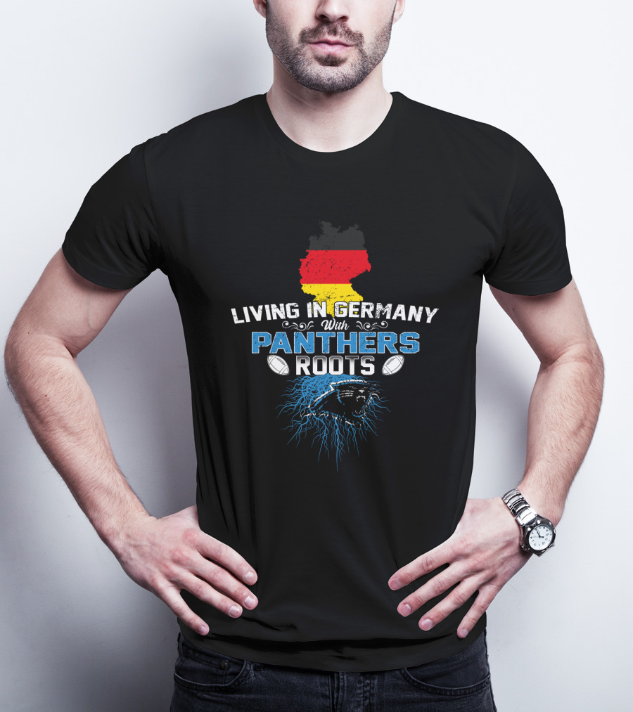 Living In Germany With Panthers Roots NFL Football Germany Map T-Shirt