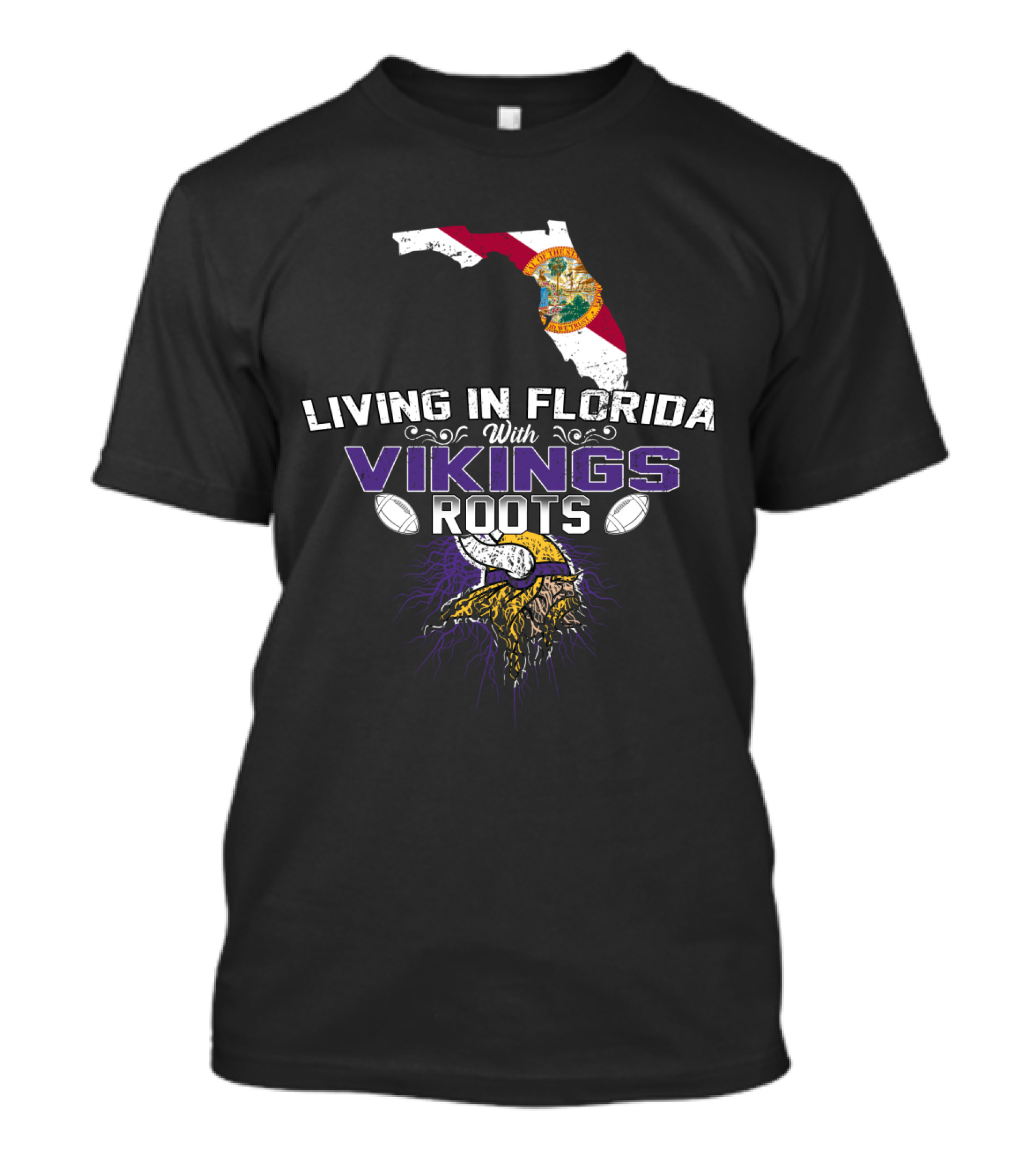 Living In Florida With Vikings Roots NFL Football Heritage T-Shirt