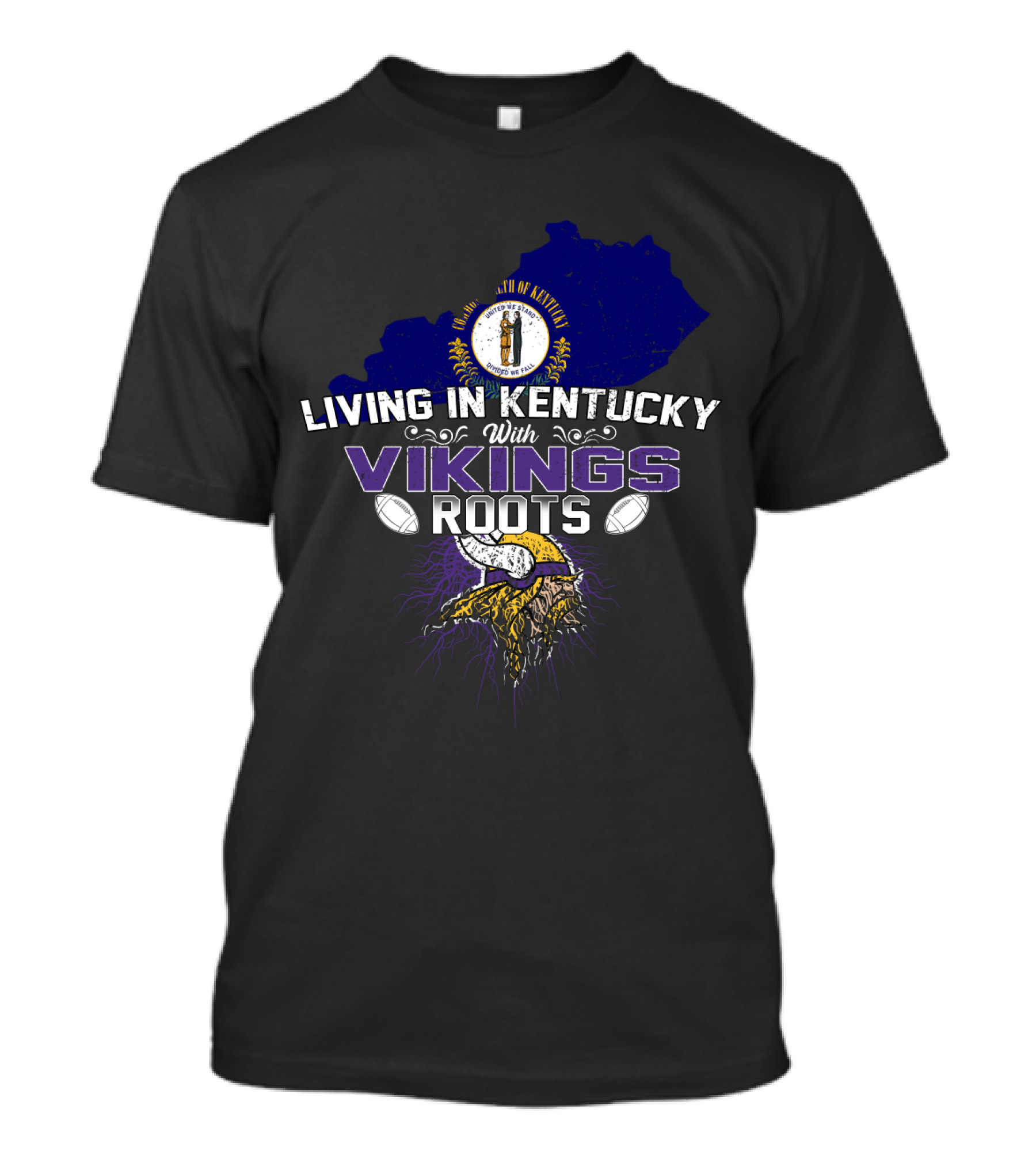 Living In Kentucky With Vikings Roots Minnesota Football Heritage Map Seal T-Shirt