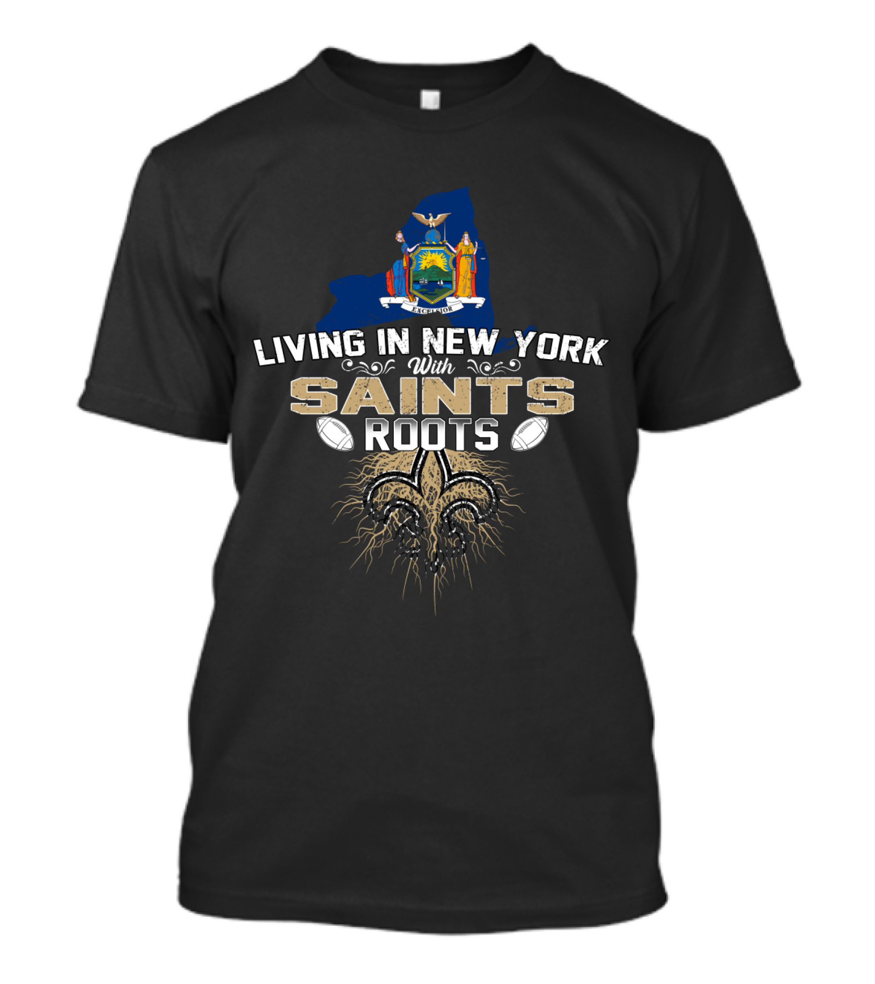 Living In New York Proudly Embracing Saints Roots Fleur-de-Lis And Football Heritage T-Shirt