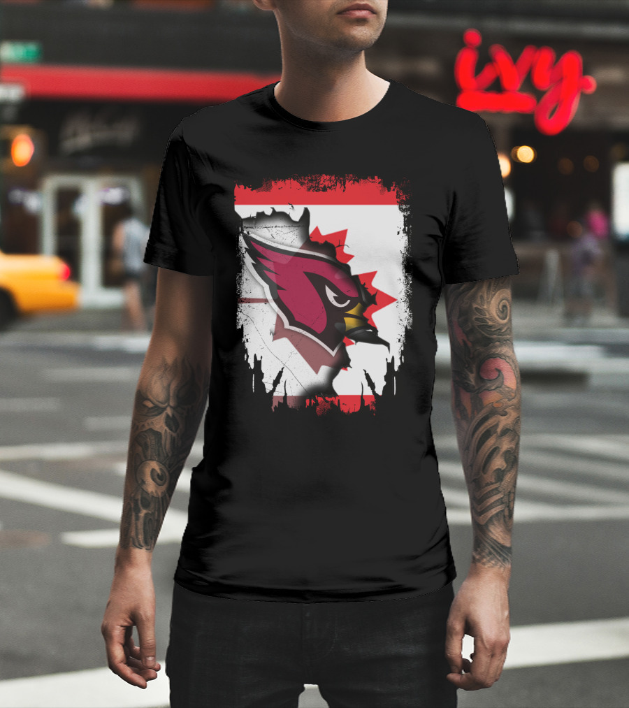 Canada Flag Background With Arizona Cardinals T-Shirt