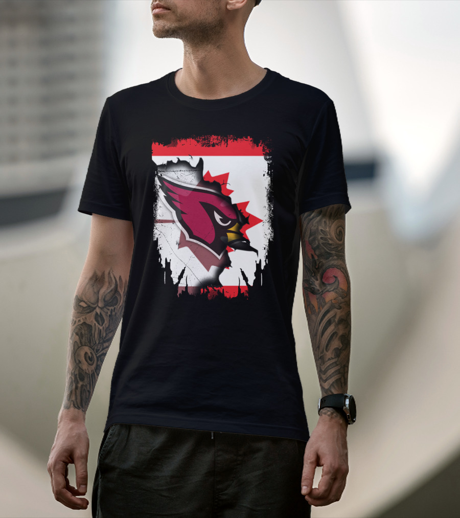 Canada Flag Background With Arizona Cardinals T-Shirt