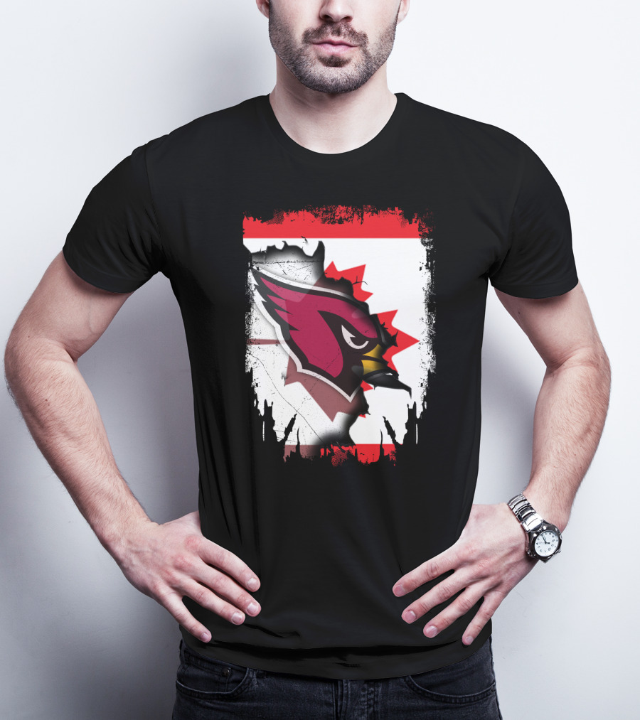Canada Flag Background With Arizona Cardinals T-Shirt