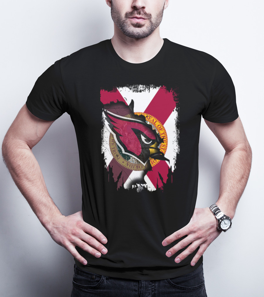Florida State Flag With Cardinals Logo Fusion T-Shirt