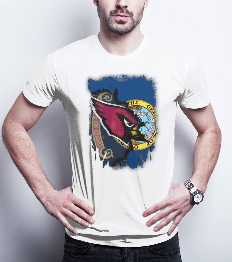 Idaho State Pride With Cardinals Football Emblem Fusion T-Shirt