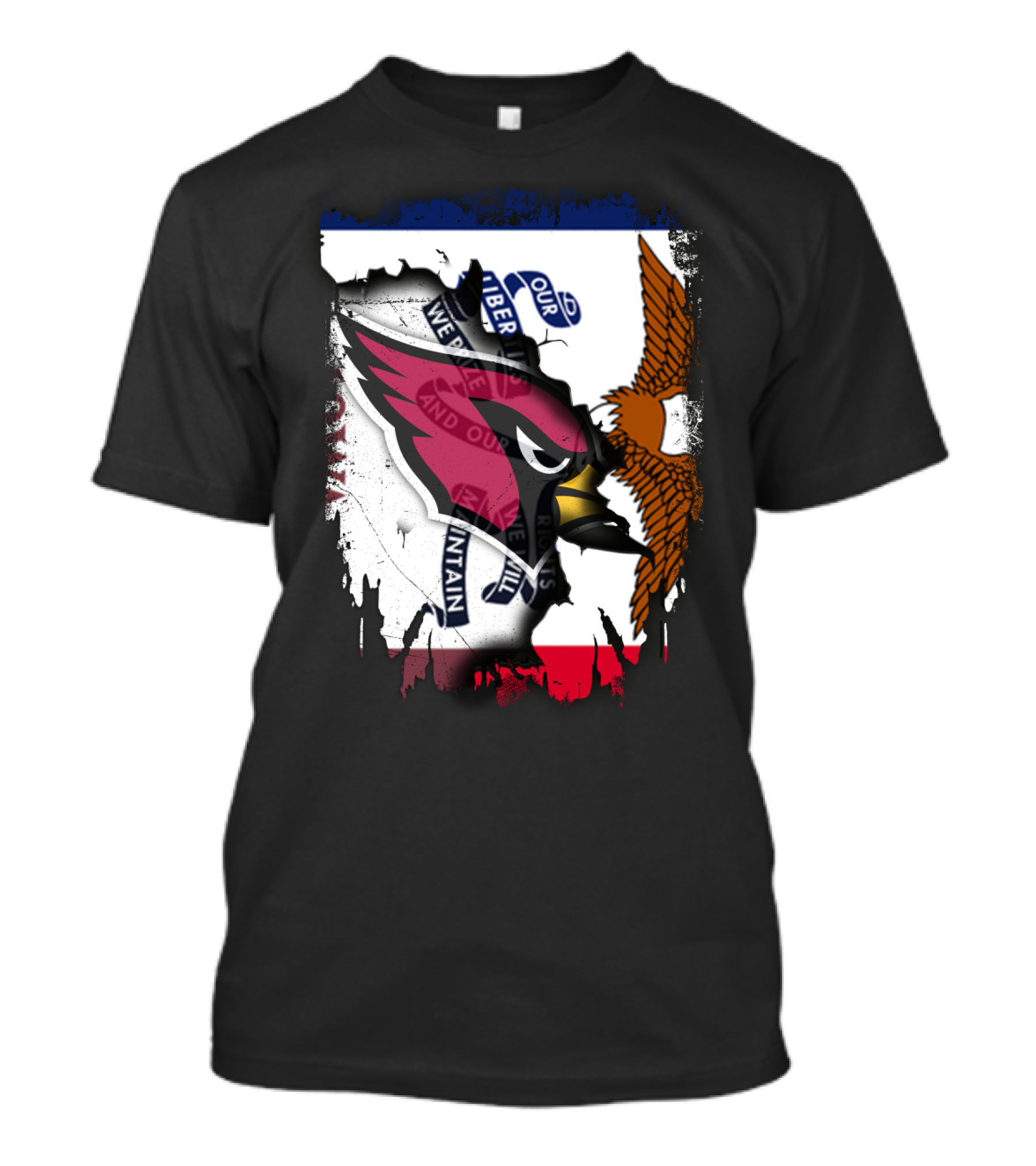 Together Iowa Flag And Cardinals With Eagle T-Shirt
