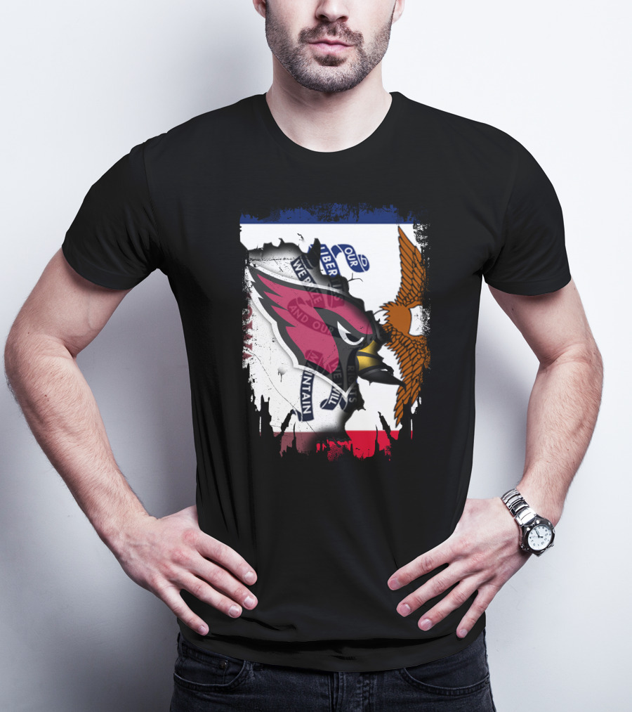 Together Iowa Flag And Cardinals With Eagle T-Shirt