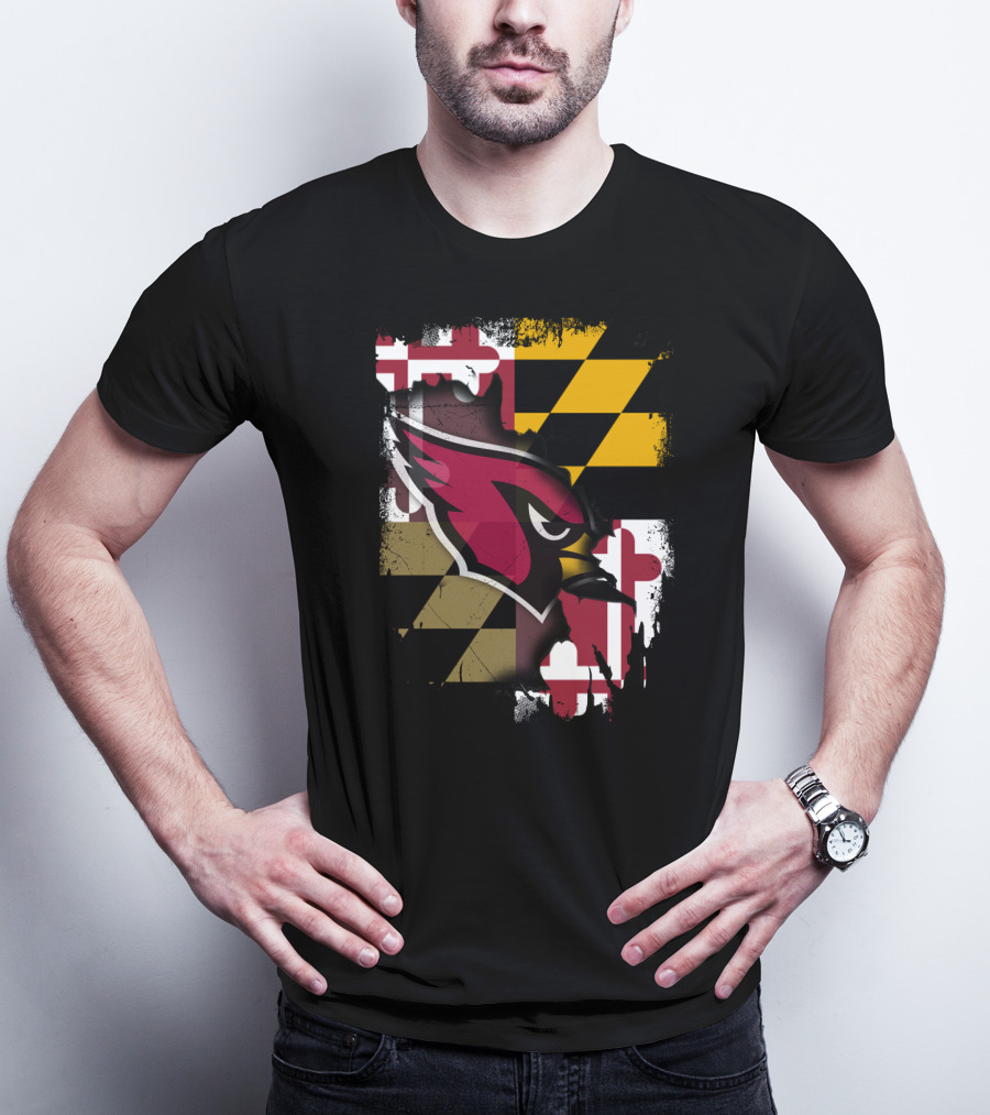 Together Maryland Cardinals With Maryland Flag Background T-Shirt