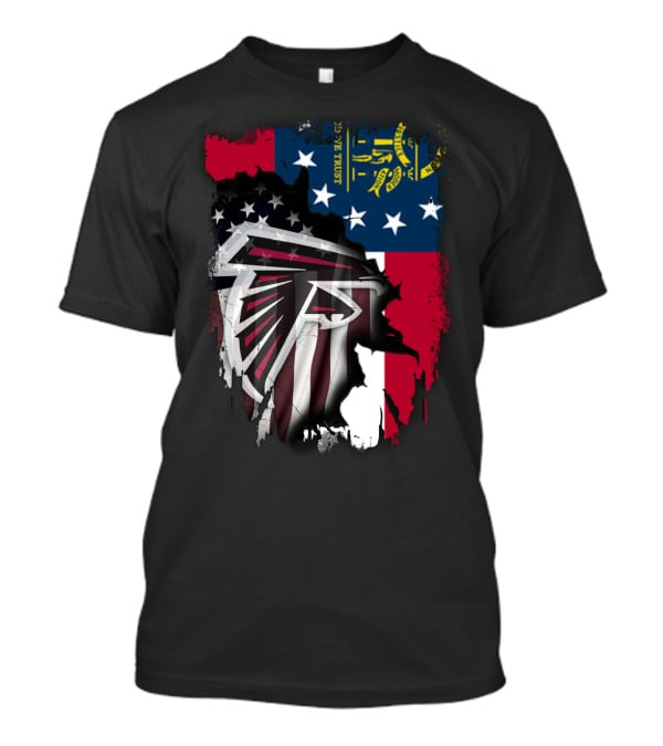 Georgia Flag Blended With Atlanta Falcons Logo Together T-Shirt