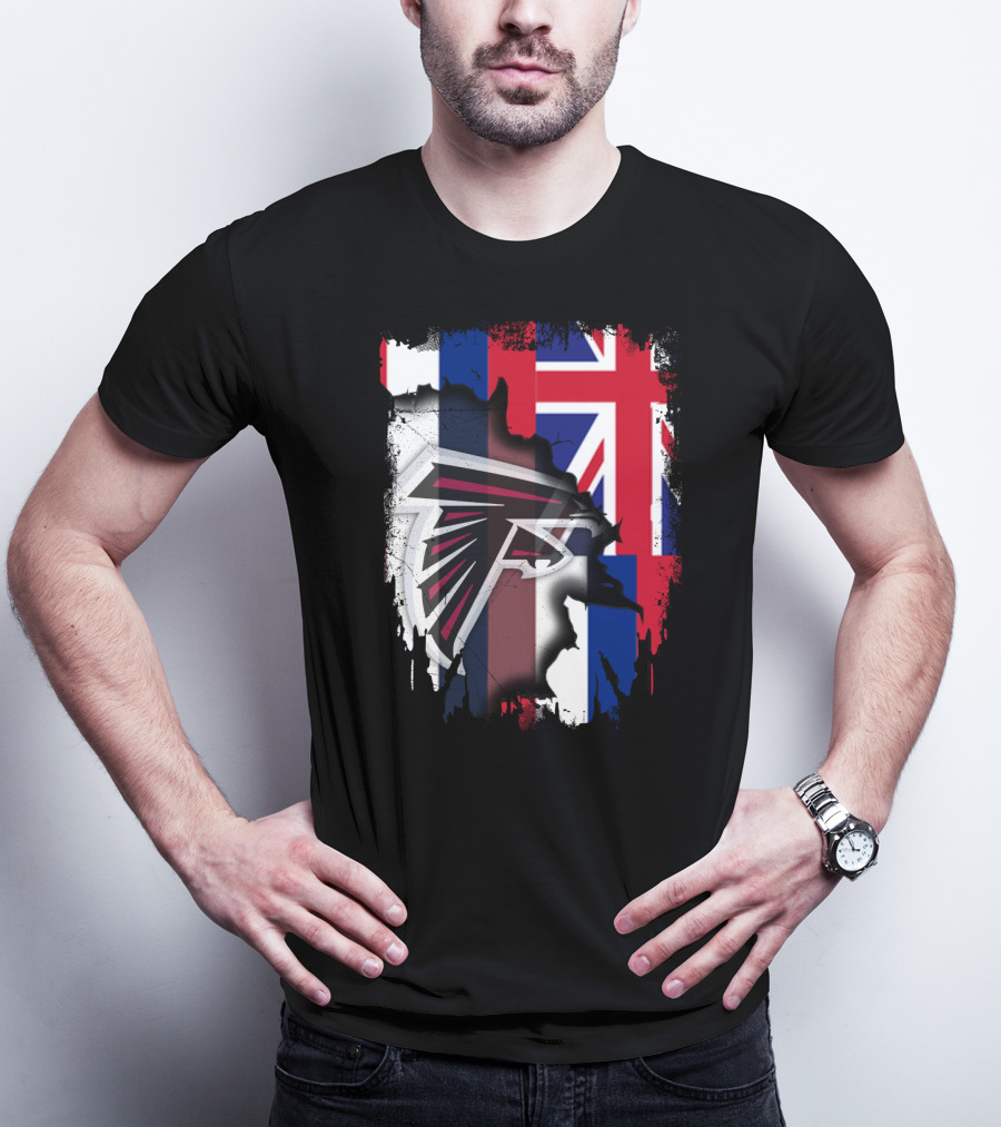 Hawaii Flag Blended With Atlanta Falcons Logo Together T-Shirt