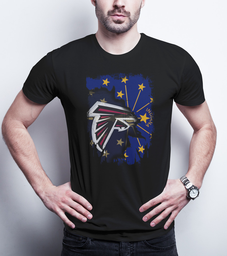 Indiana State Flag With Atlanta Falcons Logo Together T-Shirt