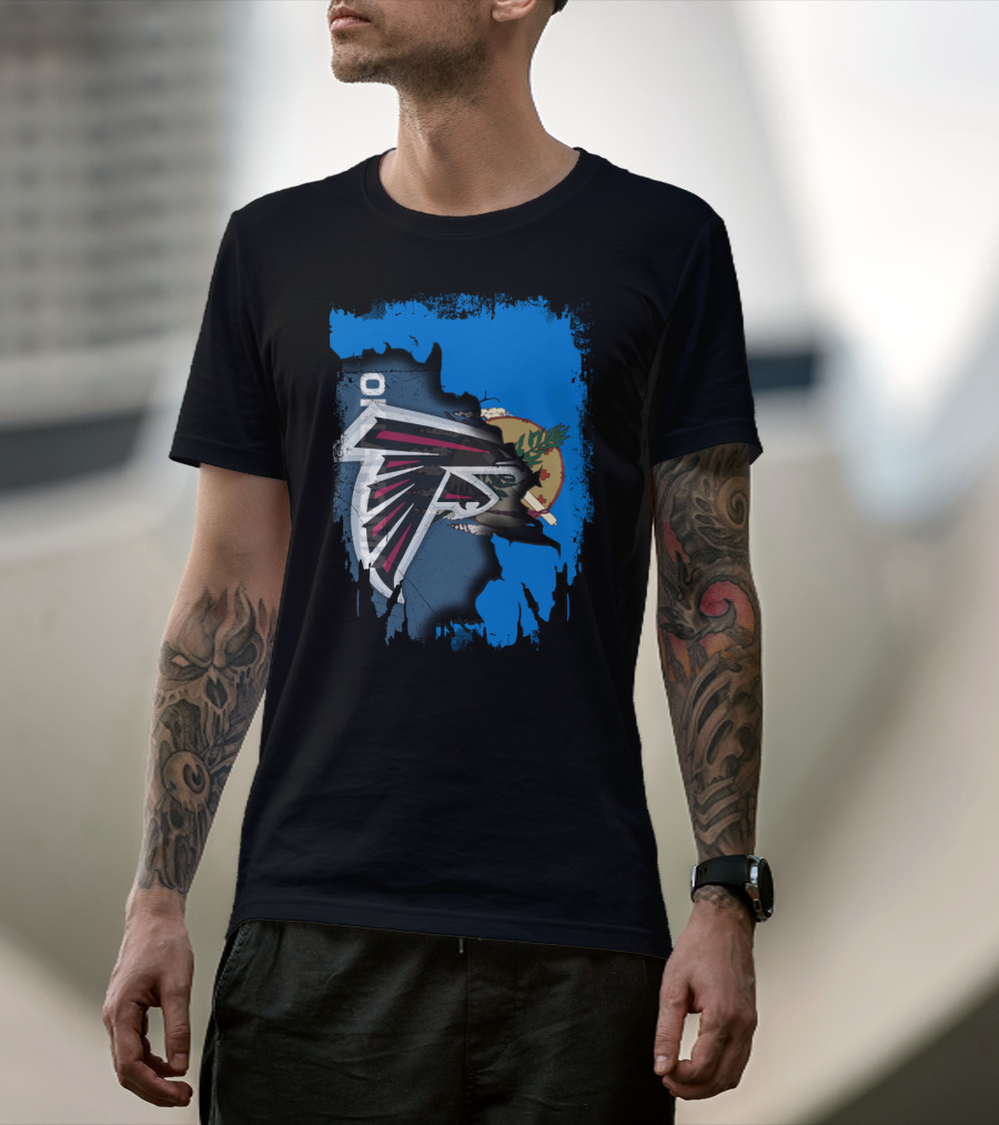 Oklahoma Falcons Logo Blended With State Flag T-Shirt