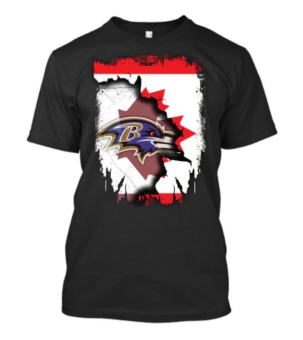 Together Canada Baltimore Ravens Logo Canadian Flag T-Shirt