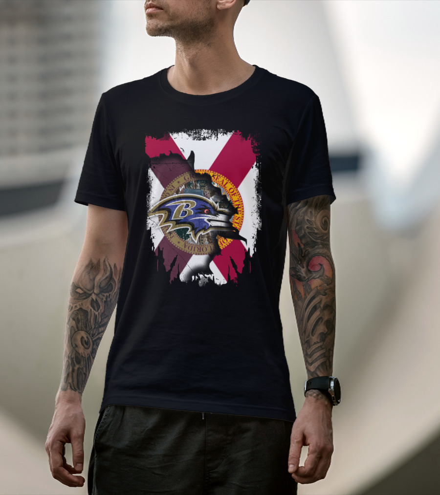 Florida State Seal Torn Ravens T-Shirt
