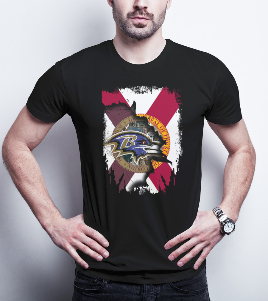 Florida State Seal Torn Ravens T-Shirt