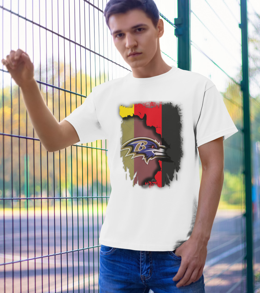 Germany Flag With Baltimore Ravens T-Shirt