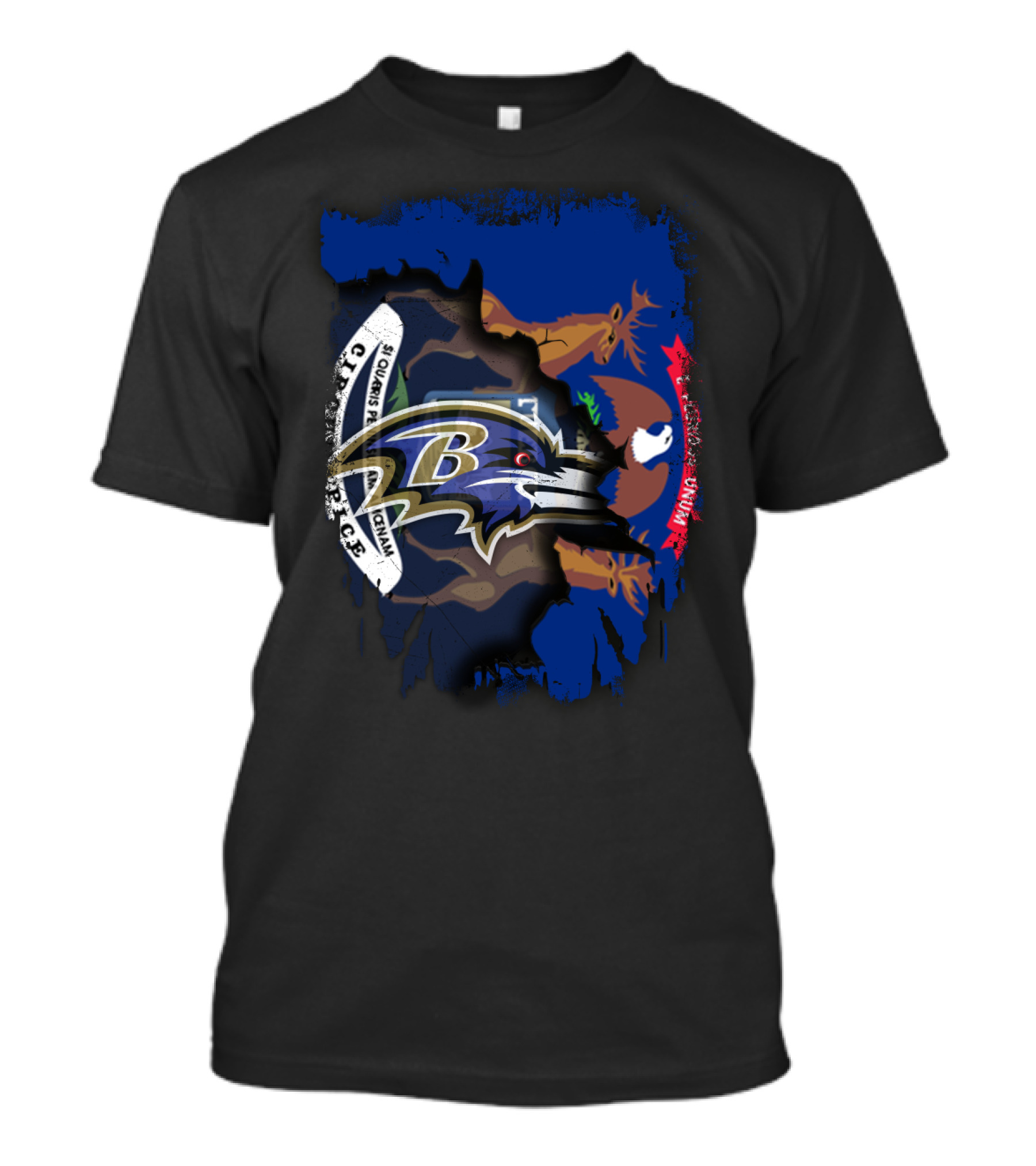 Michigan State Seal With Baltimore Ravens Logo Fusion T-Shirt