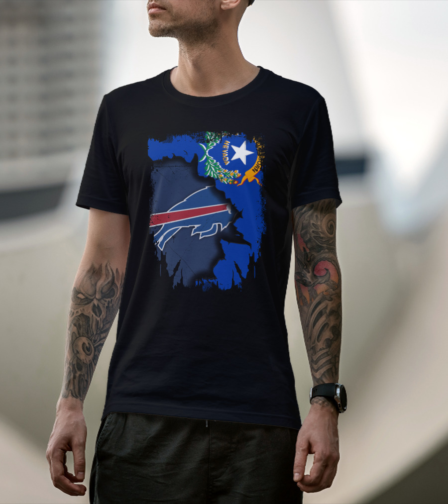 Nevada State Flag With Buffalo Bills Logo Integration T-Shirt