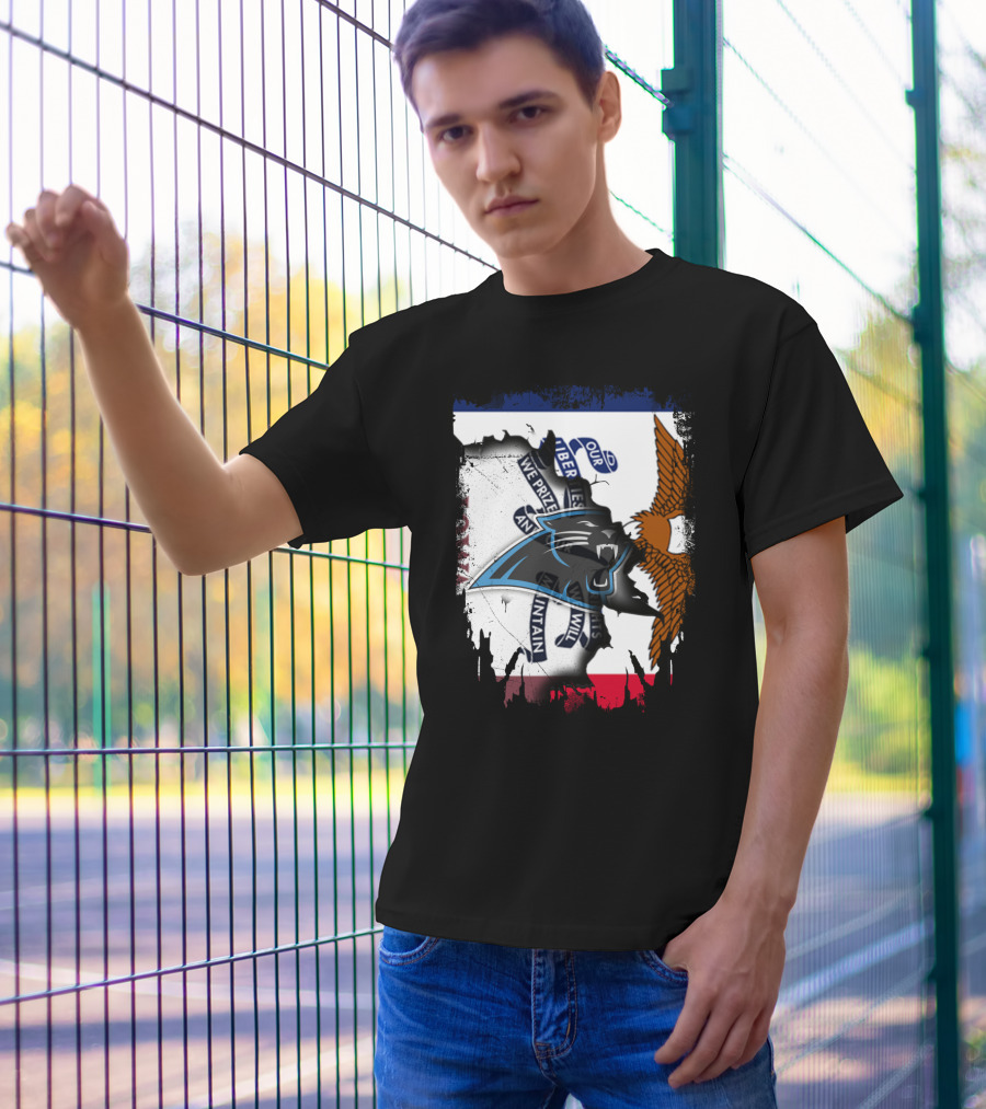 Iowa Panthers Emblem With Flag And Eagle T-Shirt