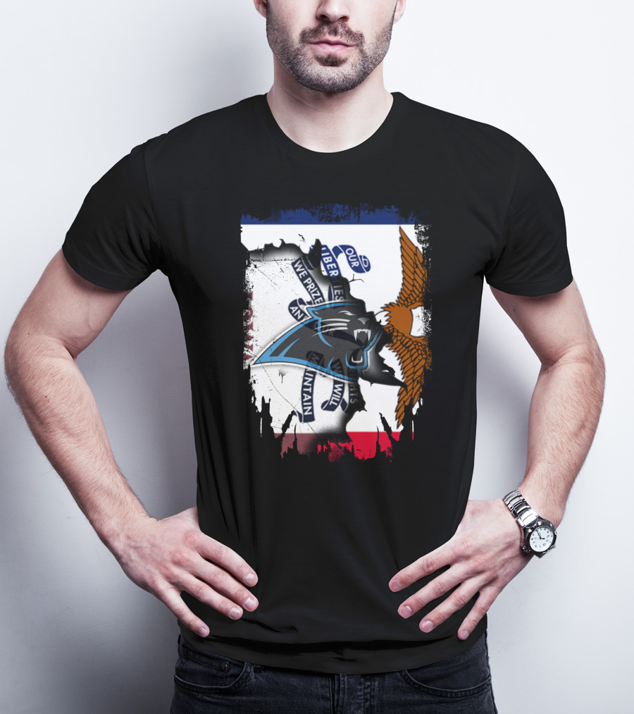 Iowa Panthers Emblem With Flag And Eagle T-Shirt