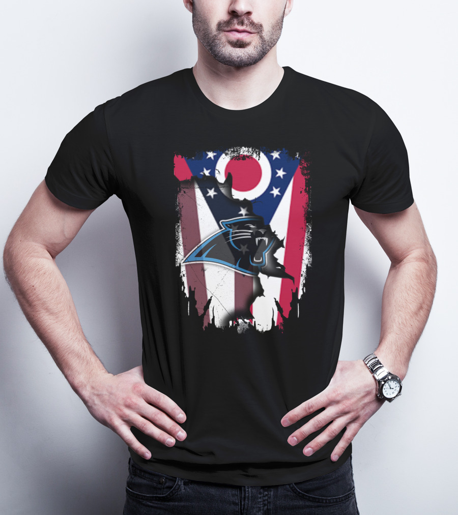 Ohio State Flag With Carolina Panthers T-Shirt