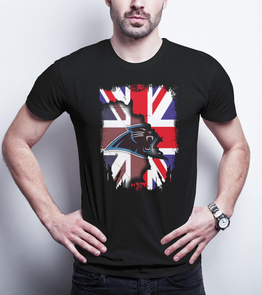 United Kingdom Flag With Panthers Logo Overlay T-Shirt