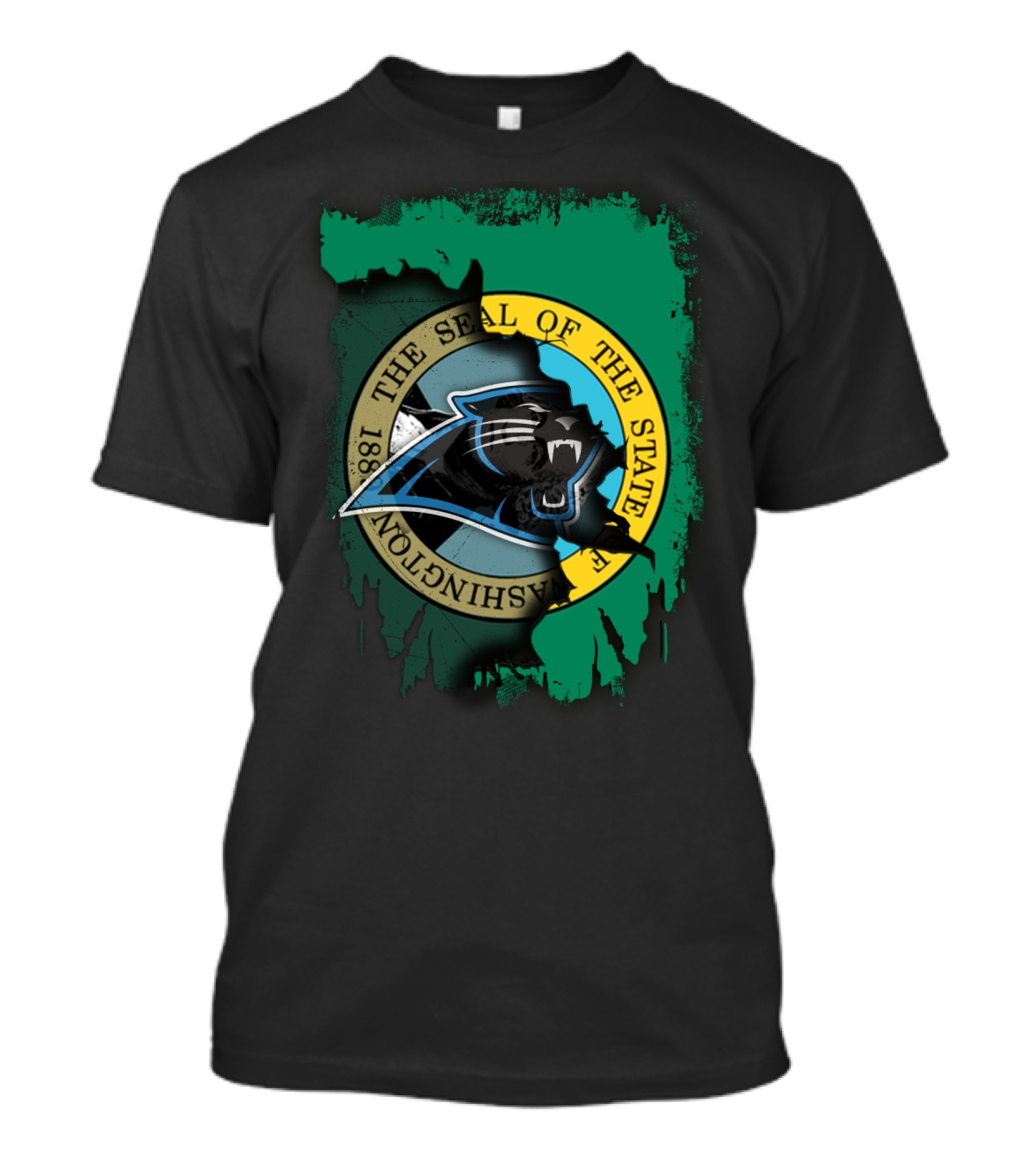 The Seal Of The State Of Washington With Carolina Panthers T-Shirt