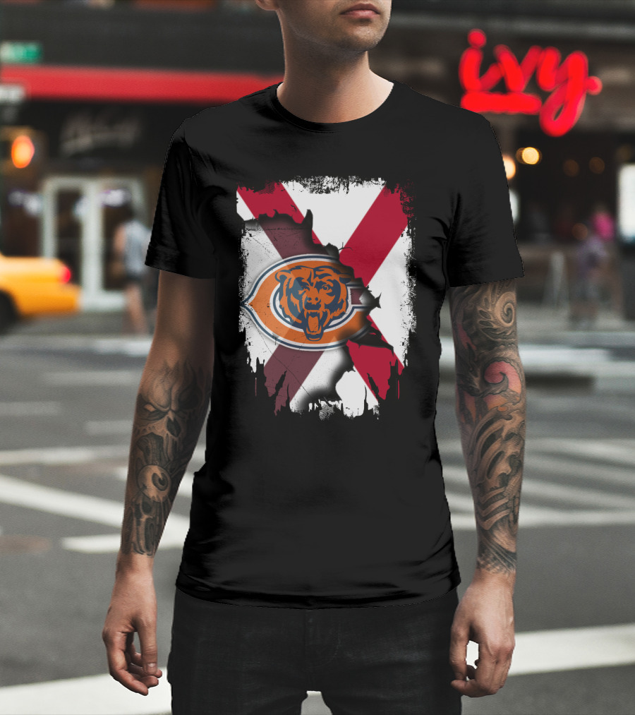 Alabama State Flag With Chicago Bears T-Shirt