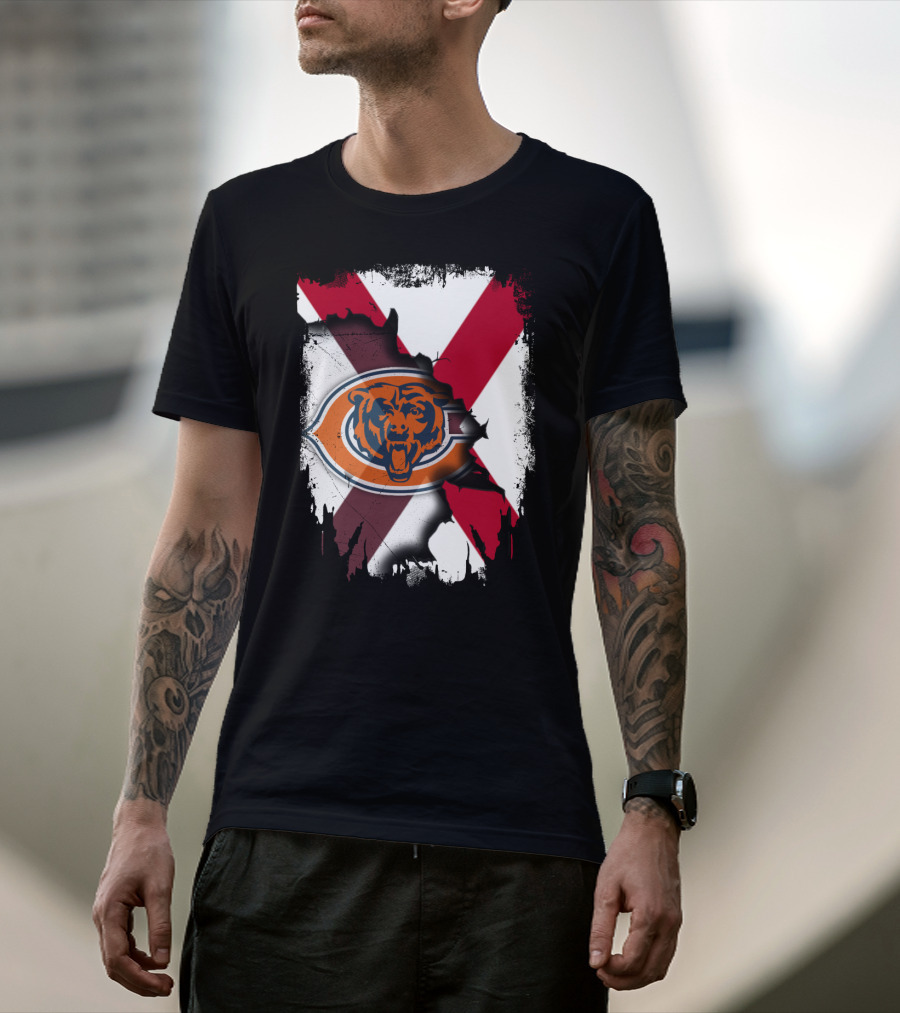 Alabama State Flag With Chicago Bears T-Shirt