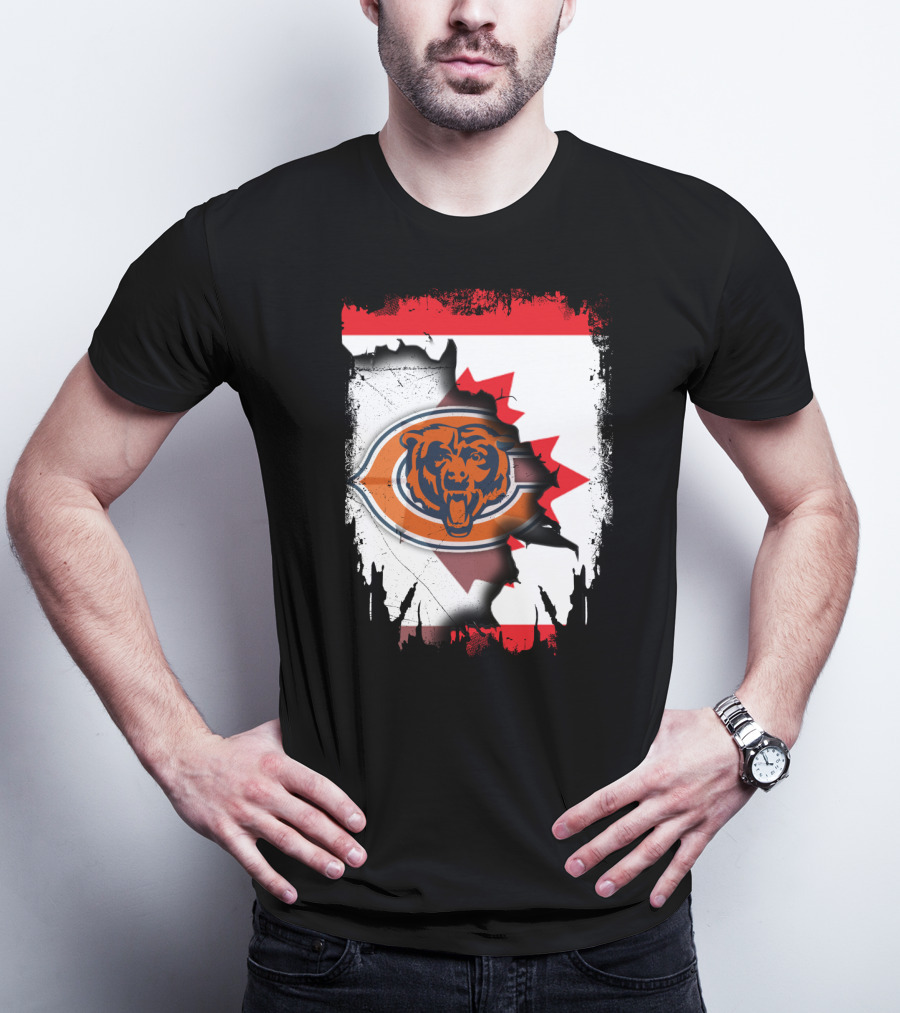 Canada Bears Logo Ripped Flag T-Shirt
