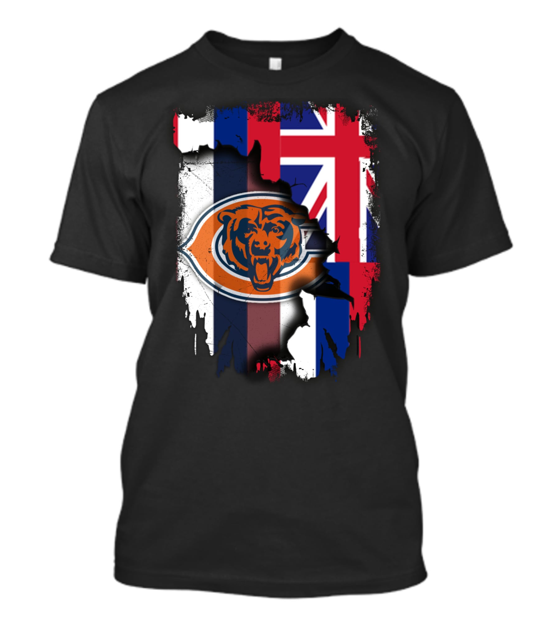 Chicago Bears Logo With Hawaiian Flag Background T-Shirt