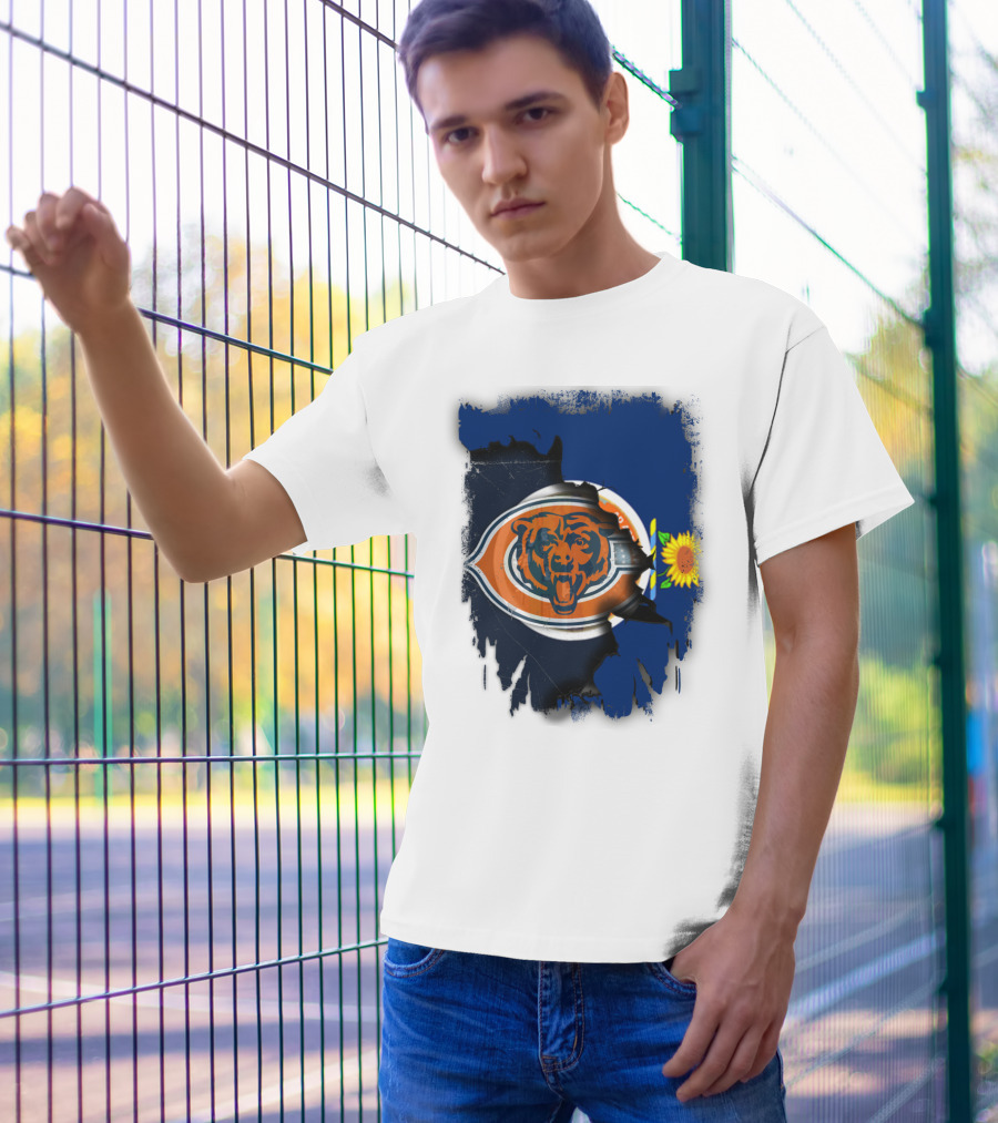 Kansas Sunflower With Chicago Bears T-Shirt