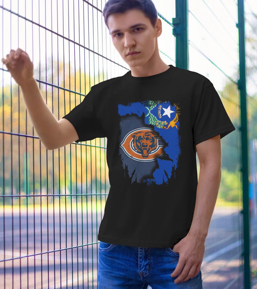 Nevada State Flag With Chicago Bears T-Shirt