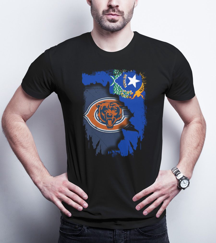 Nevada State Flag With Chicago Bears T-Shirt