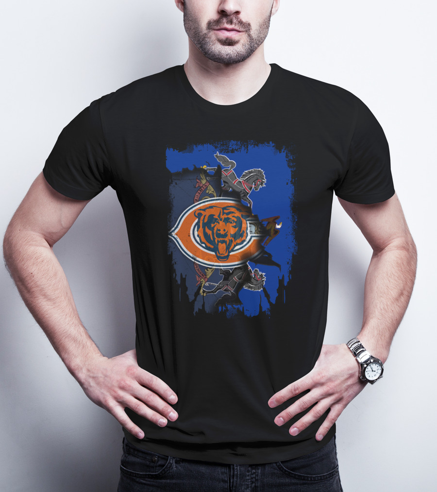 Together Pennsylvania Chicago Bears State Flag And Seal Fusion T-Shirt