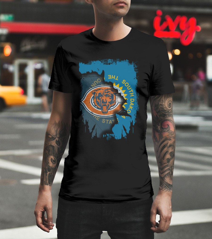 Chicago Bears South Dakota Flag Fusion T-Shirt