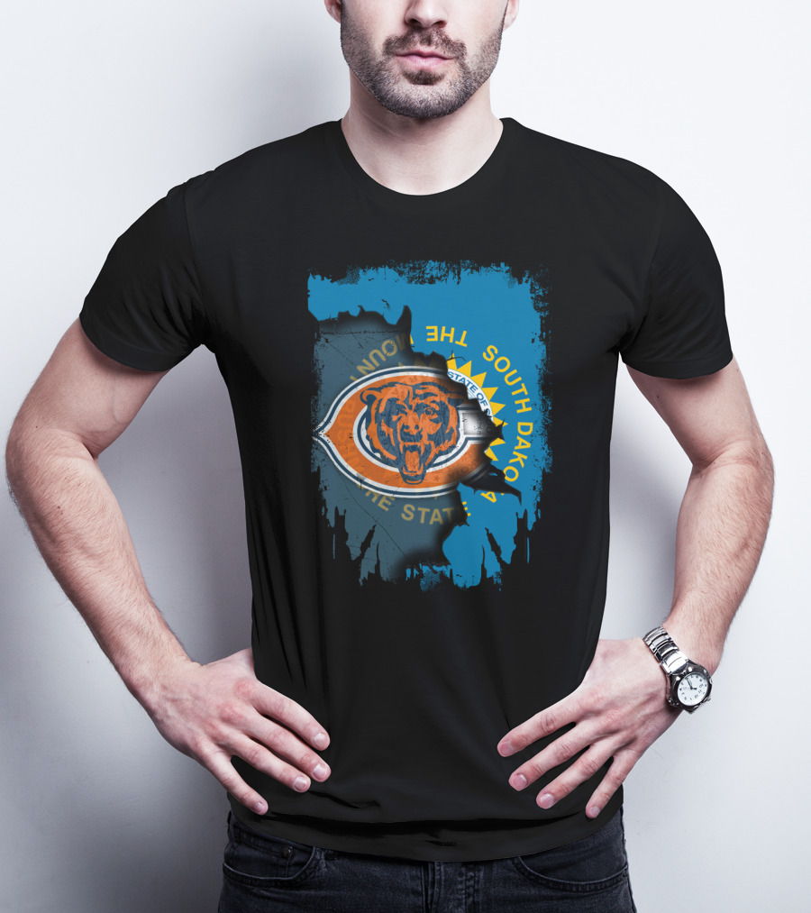 Chicago Bears South Dakota Flag Fusion T-Shirt