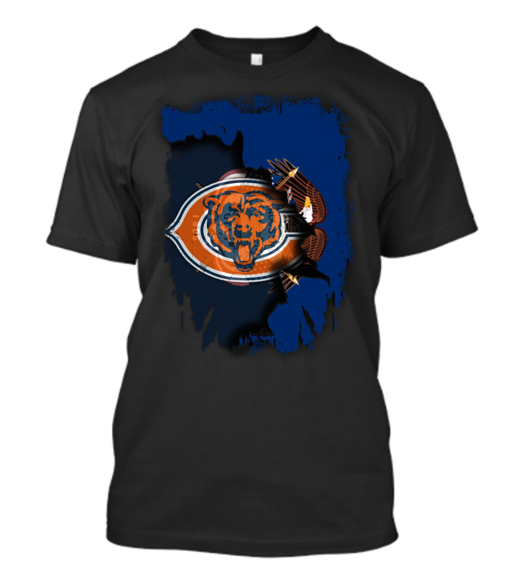 Chicago Bears Logo Blended With American Eagle In Utah Outline T-Shirt