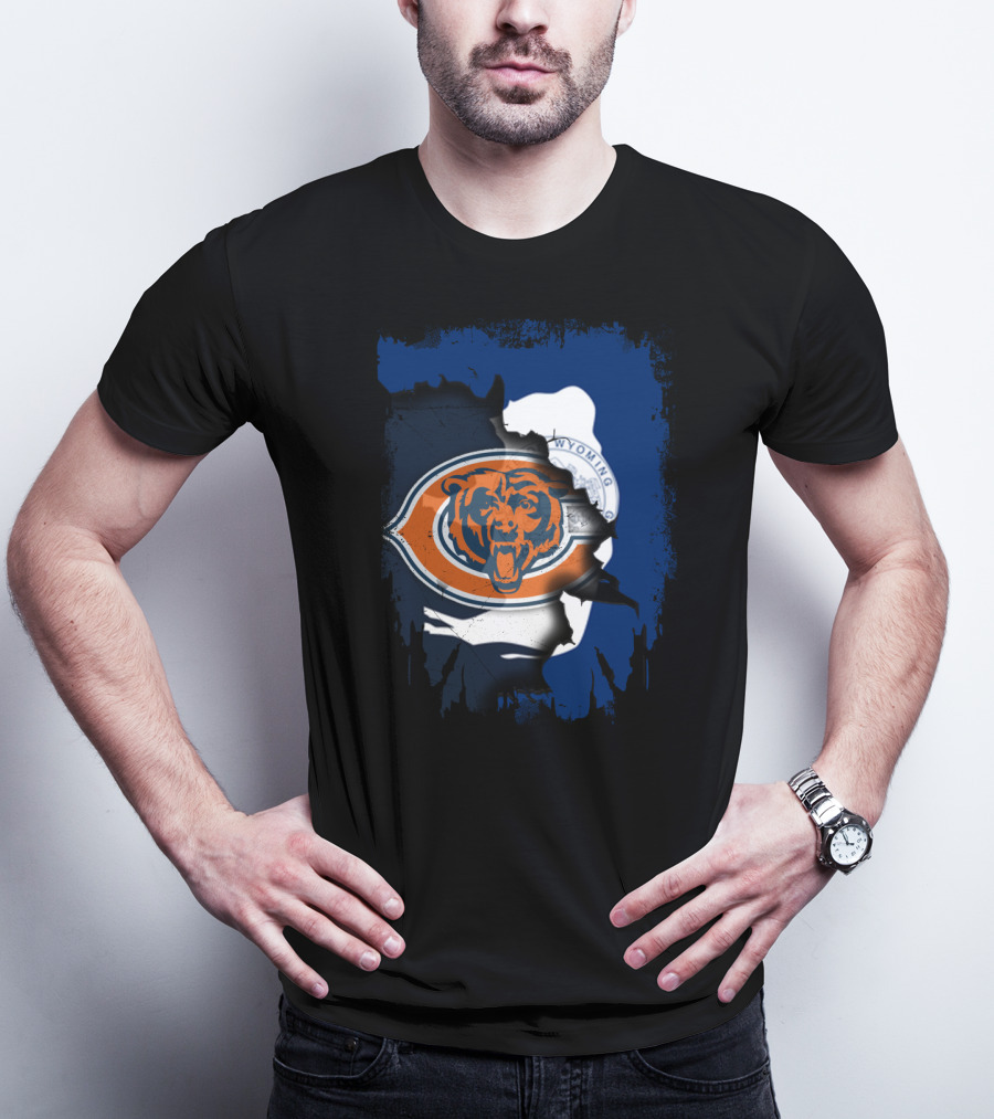 Wyoming Blue Overlay With Bears And Emblem T-Shirt