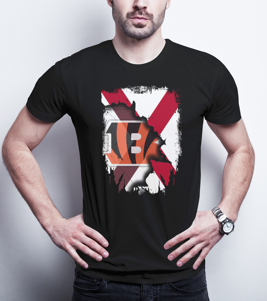 Together Alabama Red X With Cincinnati Bengals Stripes T-Shirt