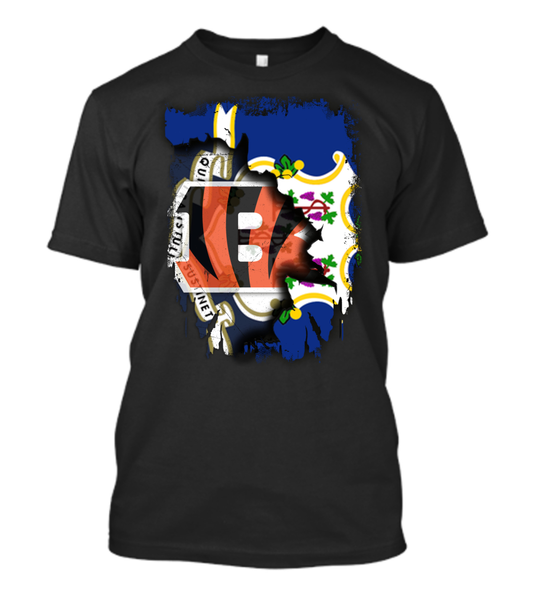 Connecticut Love For Bengals Football Fusion T-Shirt