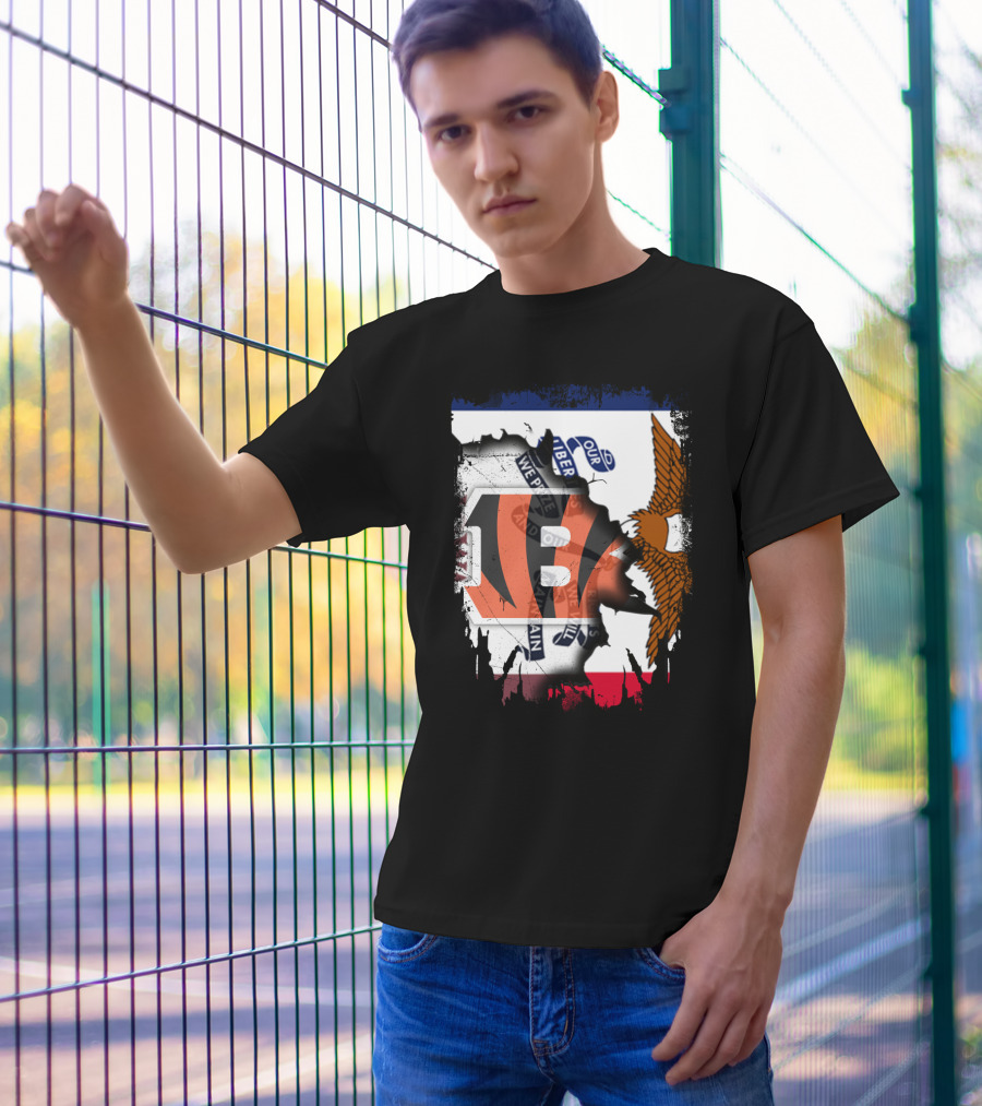 Iowa Flag With Cincinnati Bengals Logo And Eagle T-Shirt