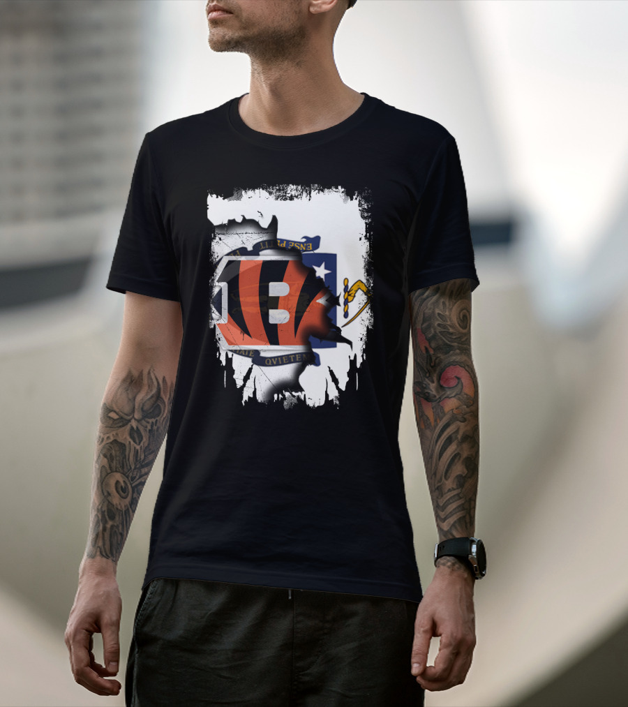 Massachusetts Together With Bengals Iconic Fusion T-Shirt
