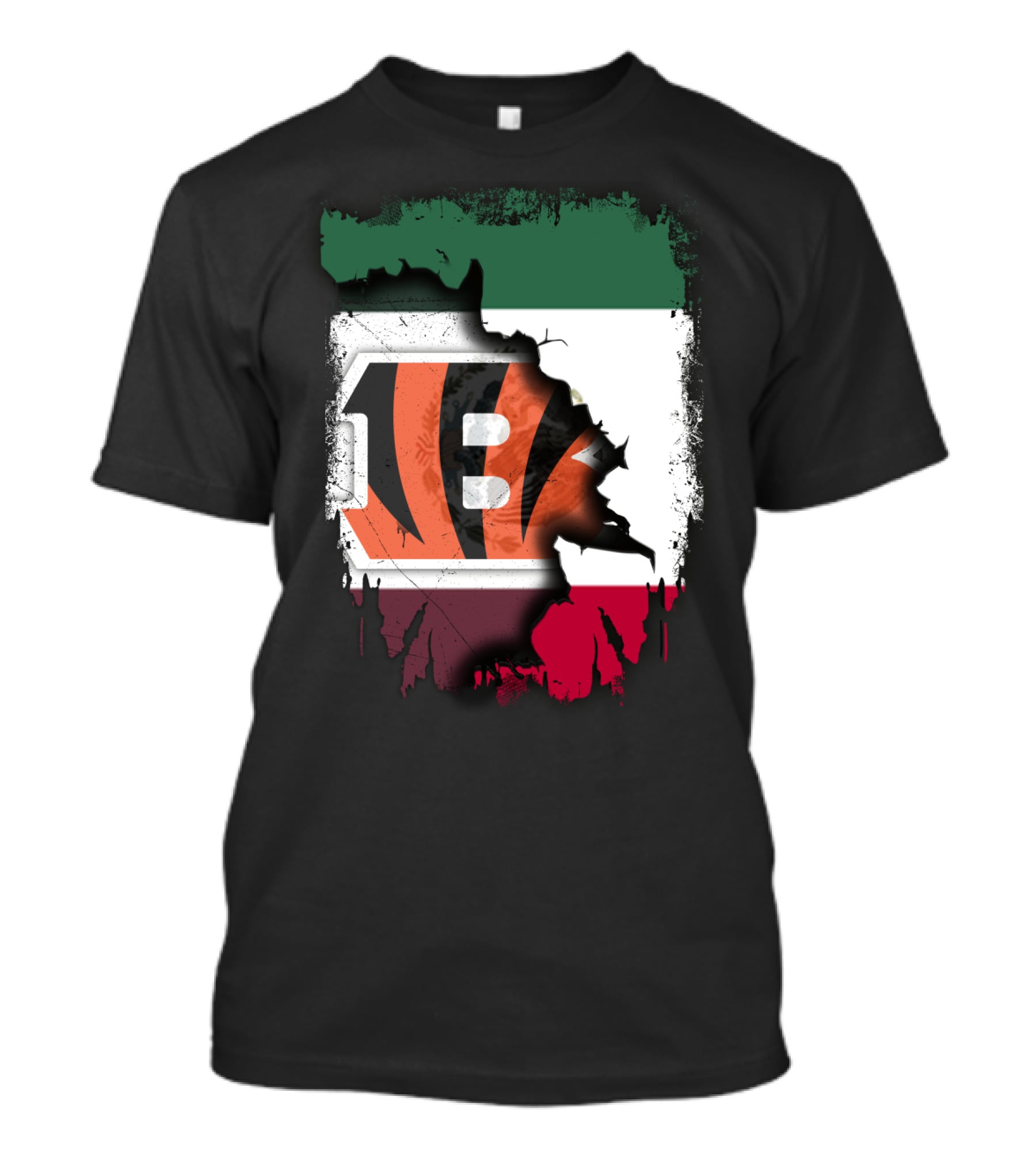Bengals Logo Over Mexican Flag Together T-Shirt