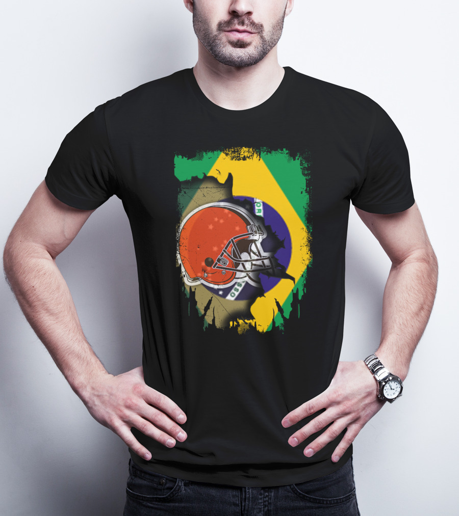 Together Brazil Browns Helmet Torn Flag Fusion T-Shirt