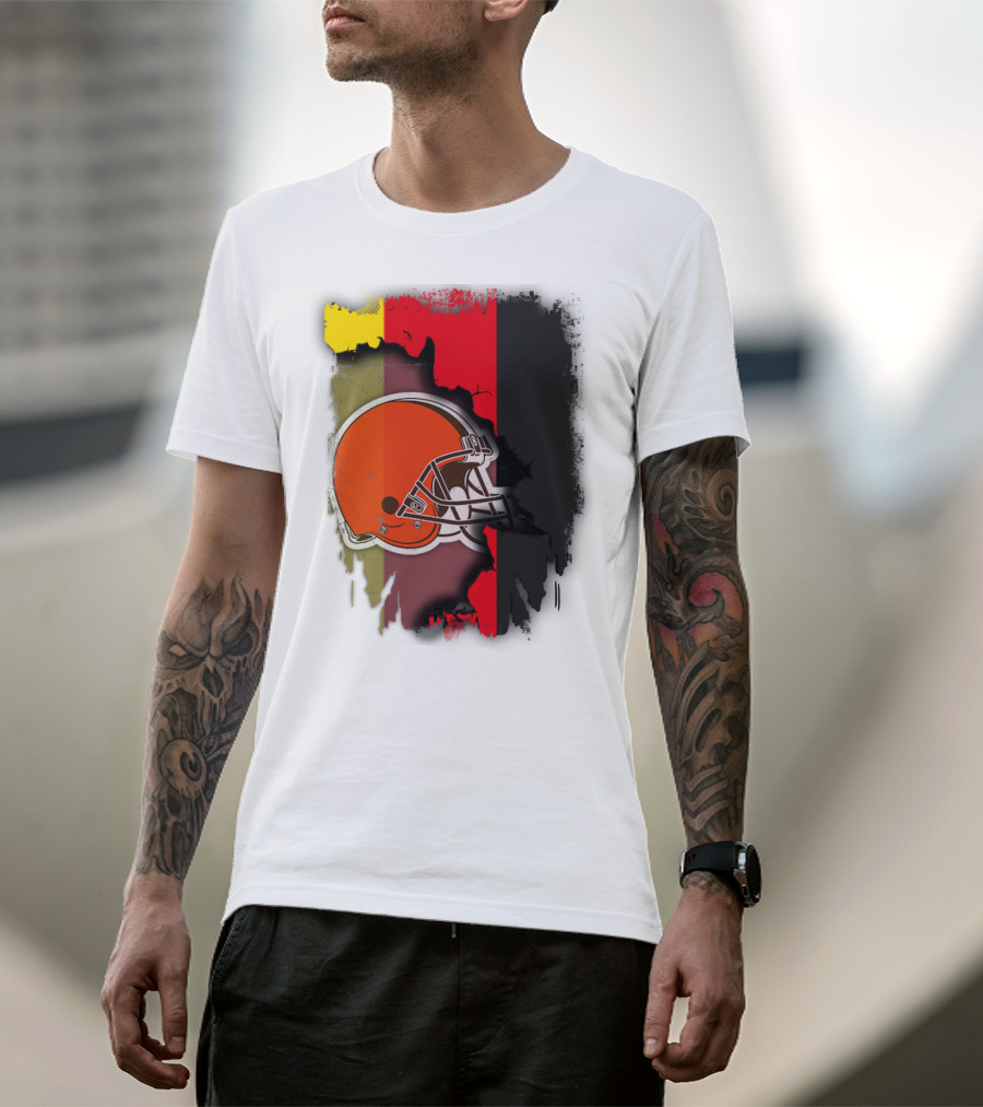 Germany Flag With Cleveland Browns Helmet T-Shirt