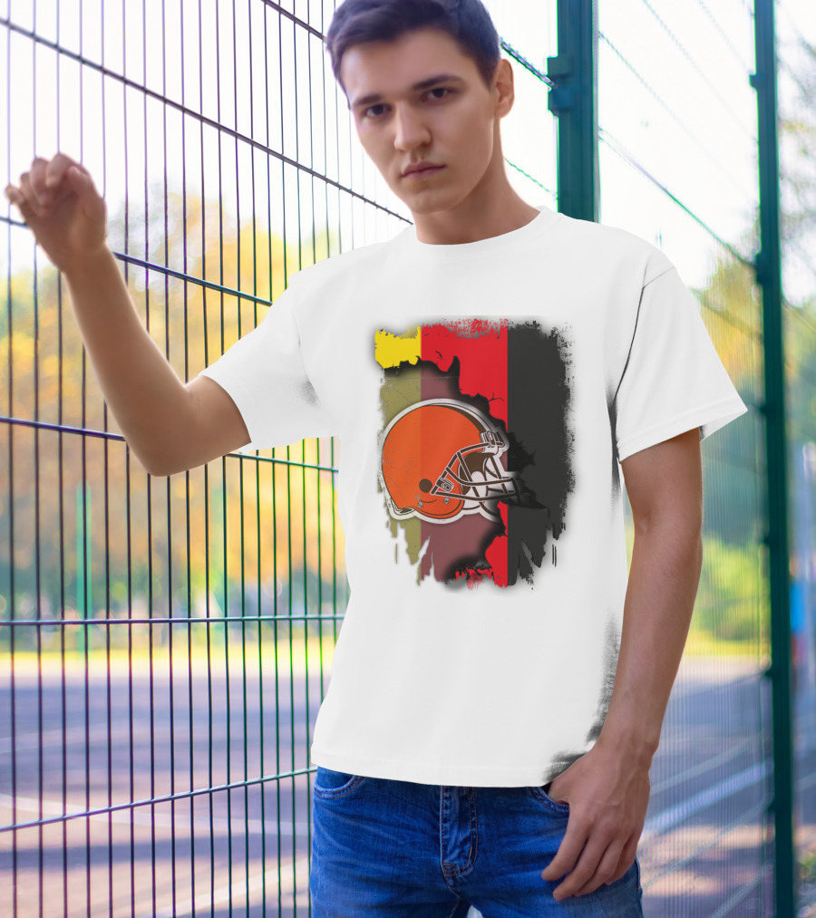 Germany Flag With Cleveland Browns Helmet T-Shirt