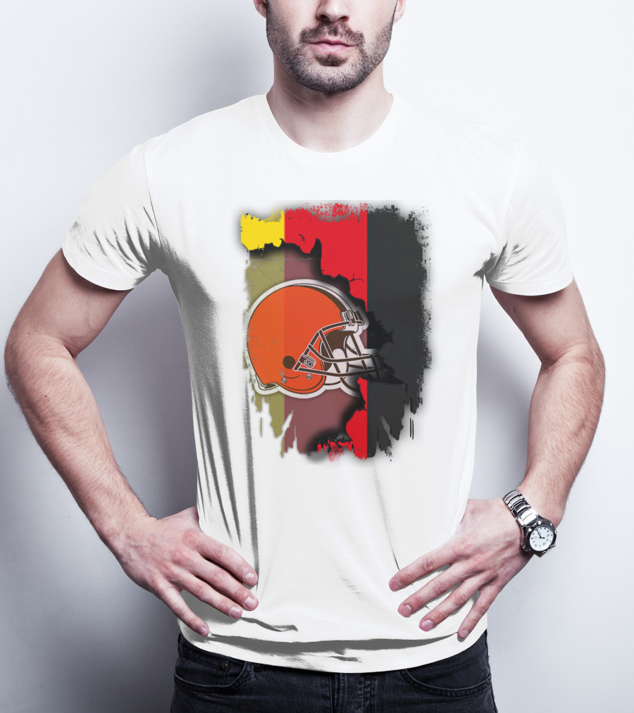 Germany Flag With Cleveland Browns Helmet T-Shirt
