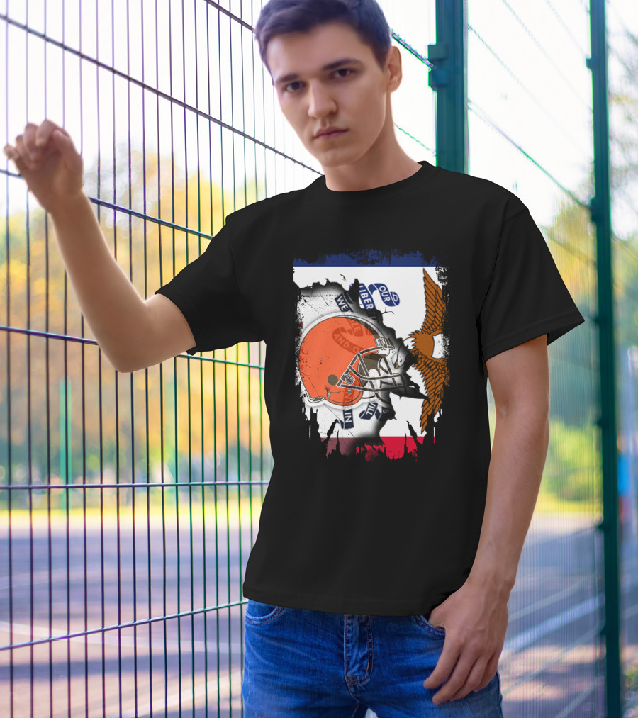 Together Iowa With Browns Helmet And Eagle Flag Elements T-Shirt